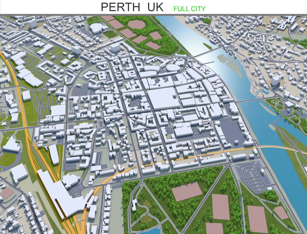 Perth City UK 20km 3D model - Download City on 3DModels.org