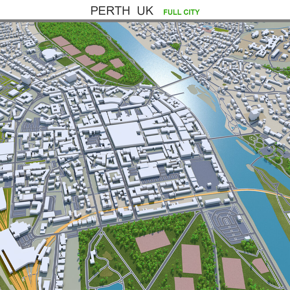 Perth City UK 20km 3D model - Download City on 3DModels.org