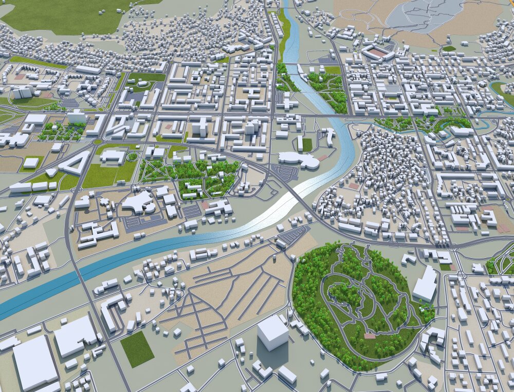 Podgorica Montenegro 30km AI 3D model - Download City on 3DModels.org