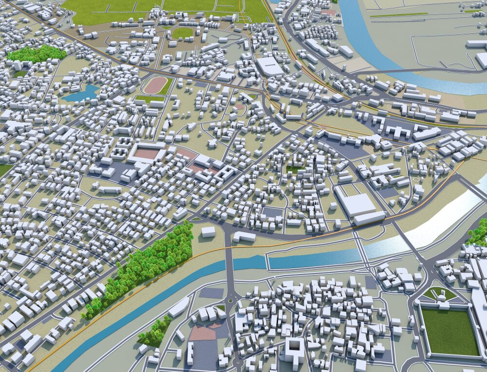 Pune India 50km 3D model - Download City on 3DModels.org