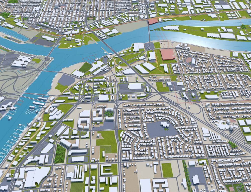 Richmond British Columbia Canada 45km 3D 모델 - 다운로드 도시 건 on 3DModels.org