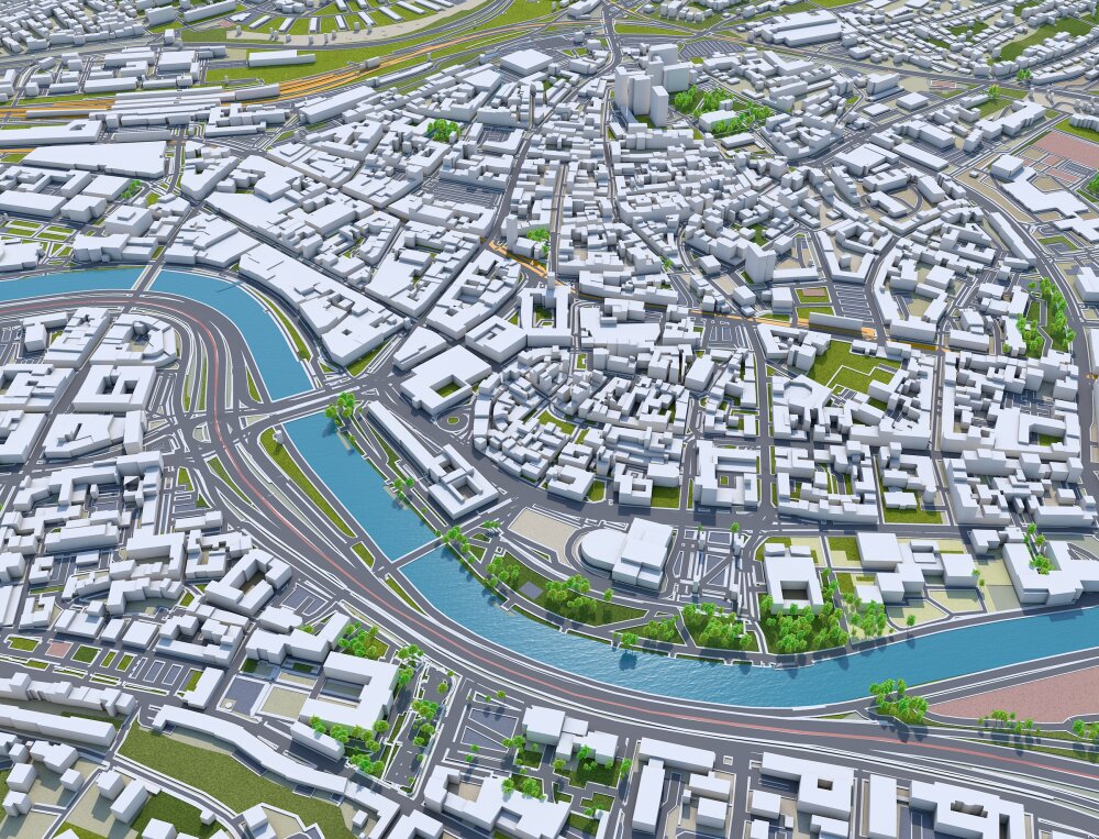 Saarbrucken Germany 40km 3D model - Download City on 3DModels.org