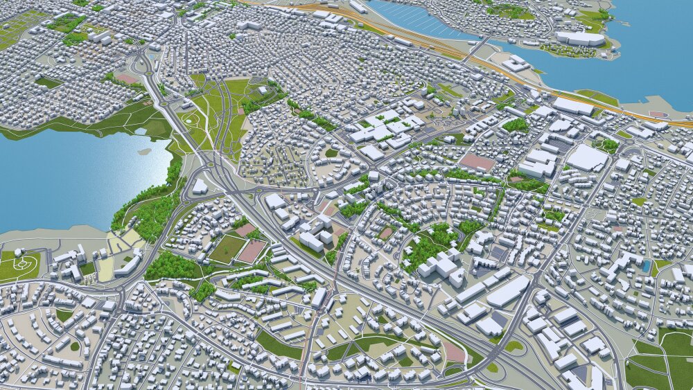 Stavanger Norway 30km 3D model - Download City on 3DModels.org