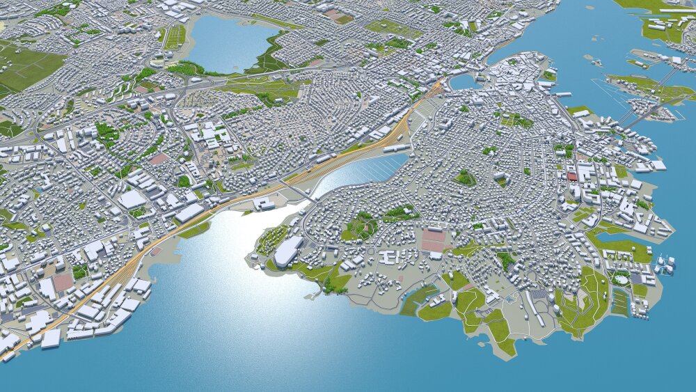 Stavanger Norway 30km 3D model - Download City on 3DModels.org