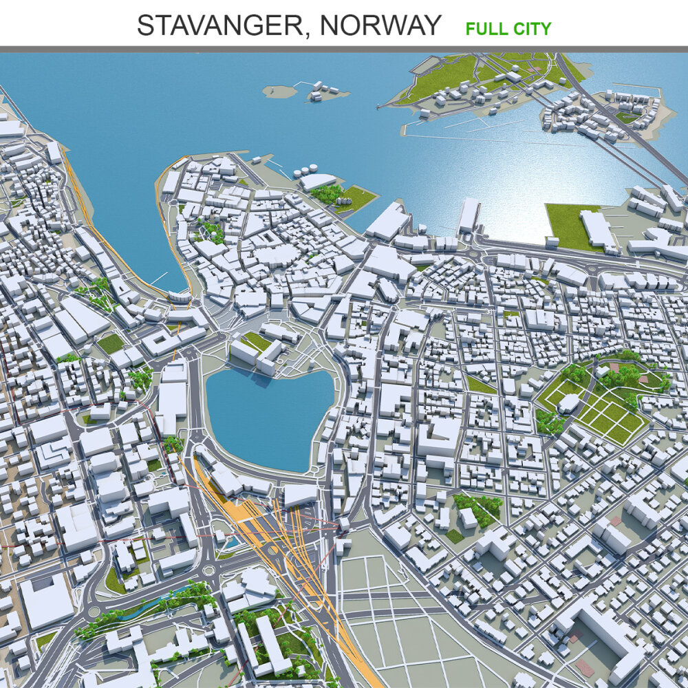 Stavanger Norway 30km 3D model - Download City on 3DModels.org