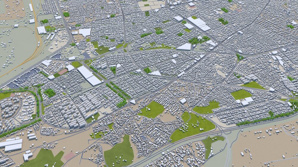 Tabriz Irán 50km Modelo 3D - Descargar Ciudad on 3DModels.org