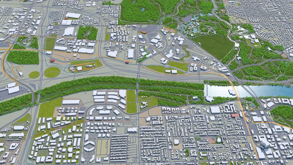 Tempe Arizona Usa 20km Modèle 3D - Télécharger Villes on 3DModels.org