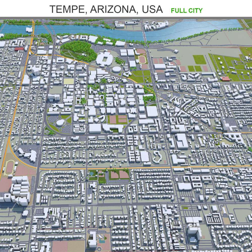 Tempe Arizona Usa 20km 3D model - Download City on 3DModels.org