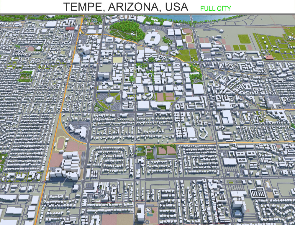 Tempe Arizona Usa 20km 3D model - Download City on 3DModels.org