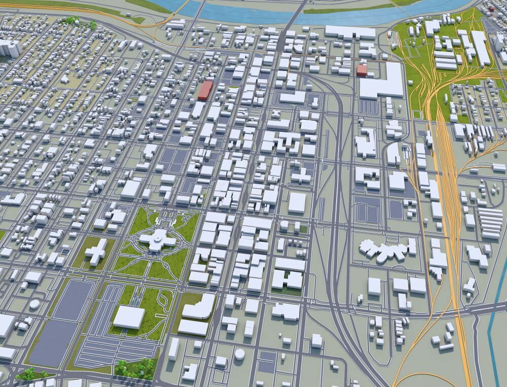 Topeka Kansas Usa 30km 3D model - Download City on 3DModels.org