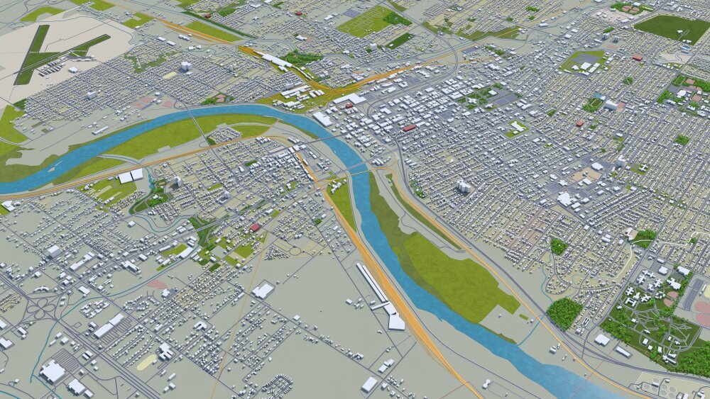Topeka Kansas Usa 30km 3D model - Download City on 3DModels.org