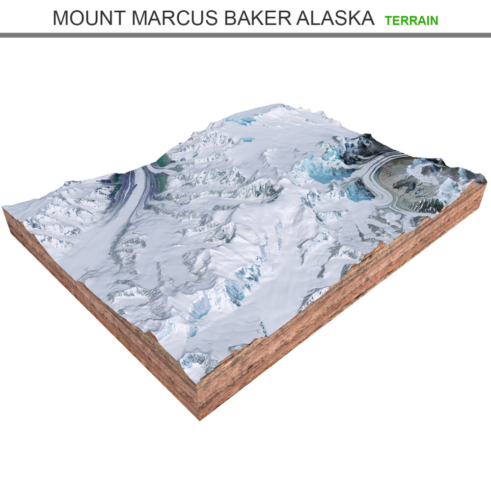 Monte Marcus Baker en Alaska Modelo 3D - Descargar Paisajes on 3DModels.org