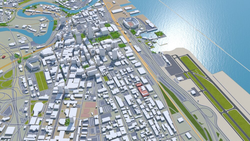Cleveland Downtown Ohio USA 3D model - Download City on 3DModels.org