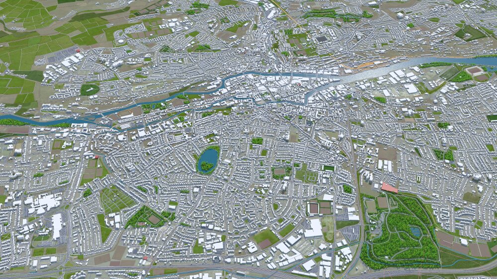 Cork Ireland 30km 3D model - Download City on 3DModels.org