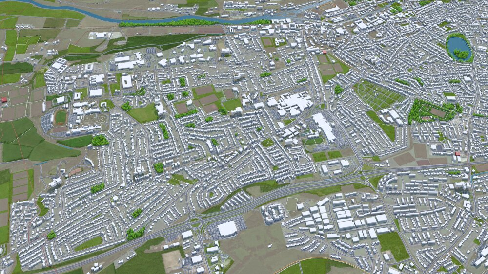 Cork Ireland 30km 3D model - Download City on 3DModels.org