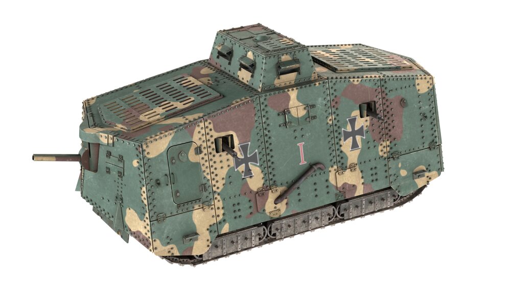 A7V Sturmpanzerwagen Heavy Tank 3D model - Download Tank on 3DModels.org