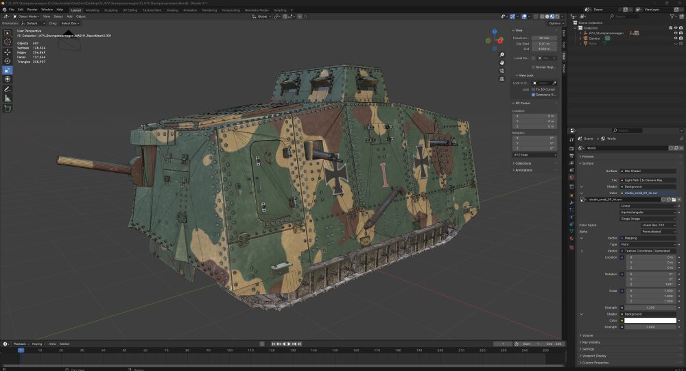 A7V Sturmpanzerwagen Heavy Tank 3D model - Download Tank on 3DModels.org