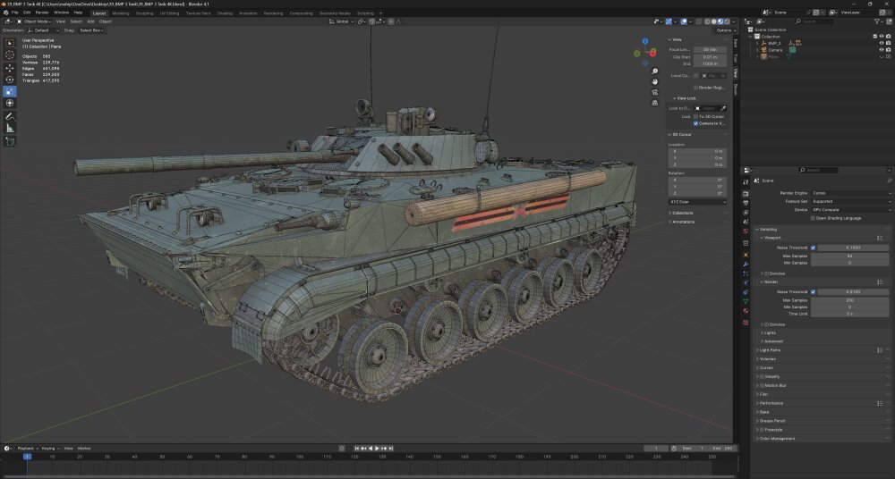 Bmp 3 Tank Infantry Fighting Vehicle 3D model - Download Fighting ...