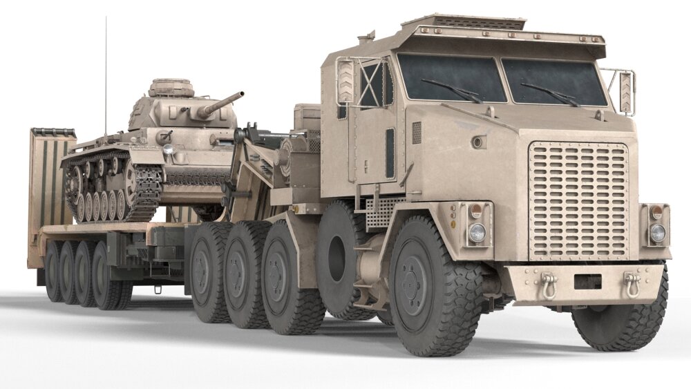 Oshkosh M1070 with Trailer Tank 3D model - Download Army Truck on ...