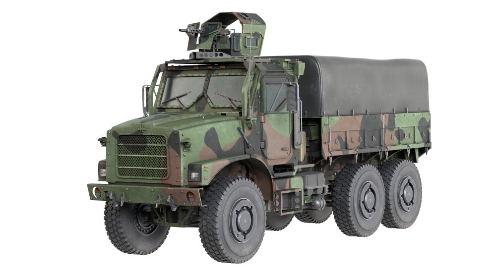 オシュコシュ MTVR AMK23 軍用戦術車両 3Dモデル - ダウンロード アーミー・トラック オン 3DModels.org