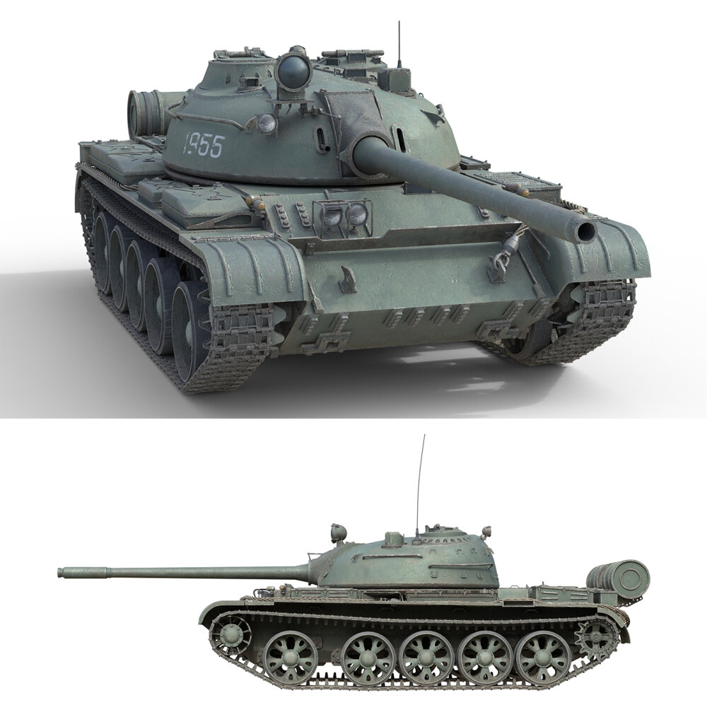 T 55 Main Battle Tank 3D model - Download Tank on 3DModels.org