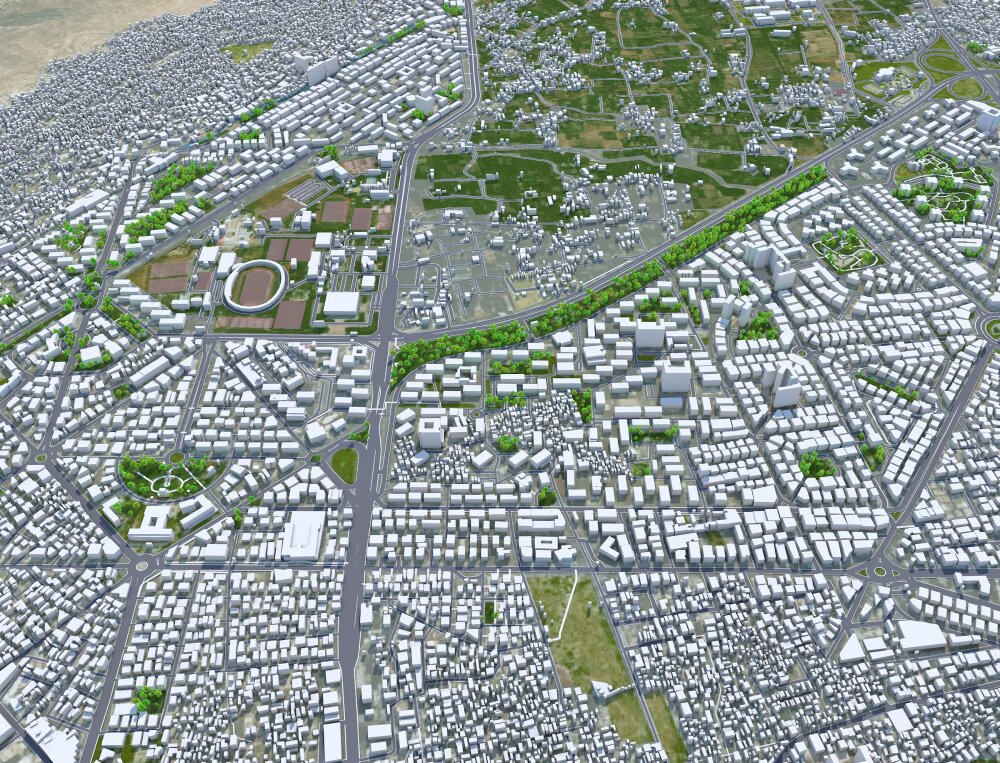 Damascus Syria 40km AI 3D model - Download City on 3DModels.org