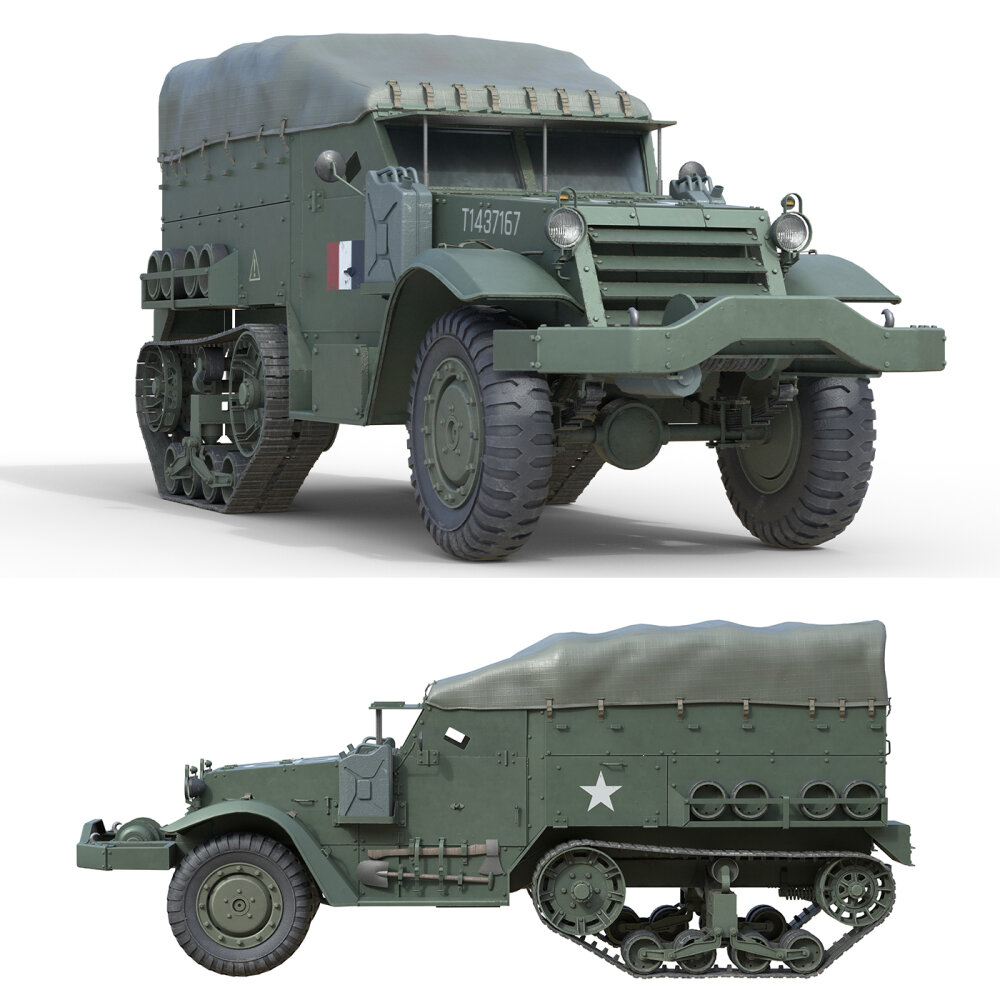 M5 Half Track Carrier 3D model - Download Military Automobile on ...