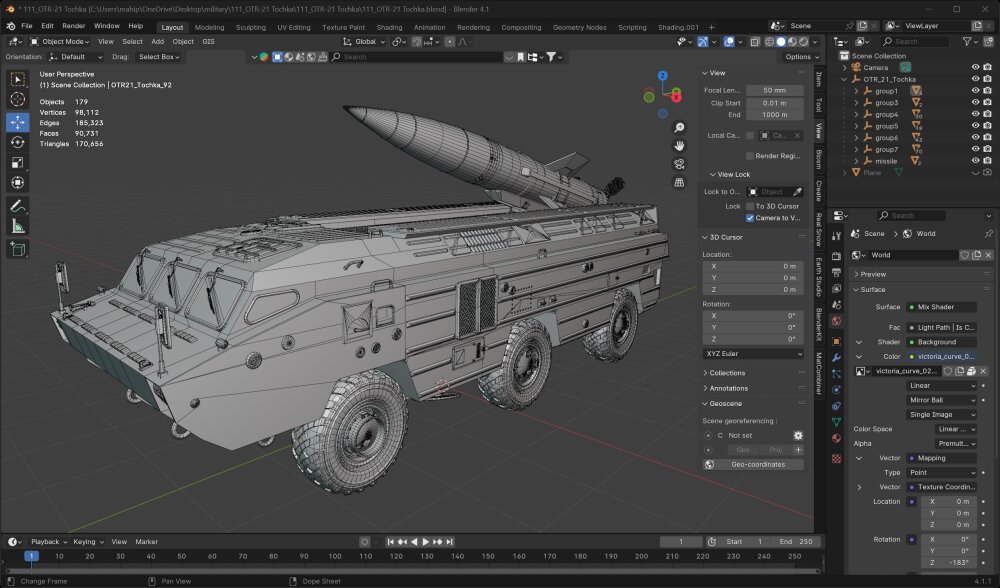 Otr 21 Tochka Tactical Ballistic Missile 3D model - Download Artillery ...