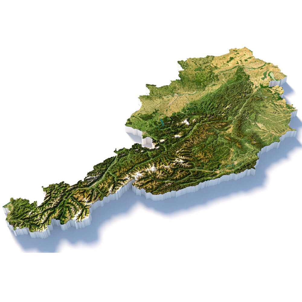 Austria Terrain Map 3D model - Download Landscapes on 3DModels.org