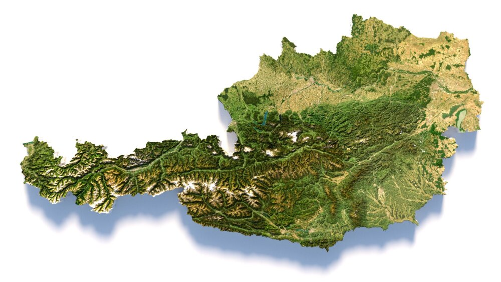 Carte de Terrain de l’Autriche Modèle 3D - Télécharger Paysage on ...