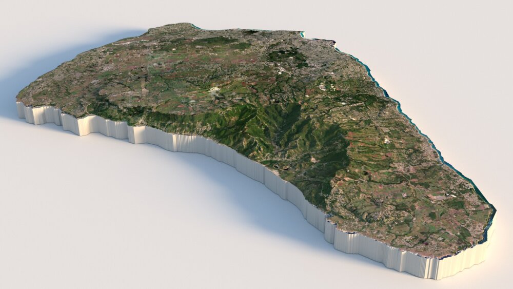 Geländekarte von Barbados 3D-Modell - Herunterladen Landschaften on ...