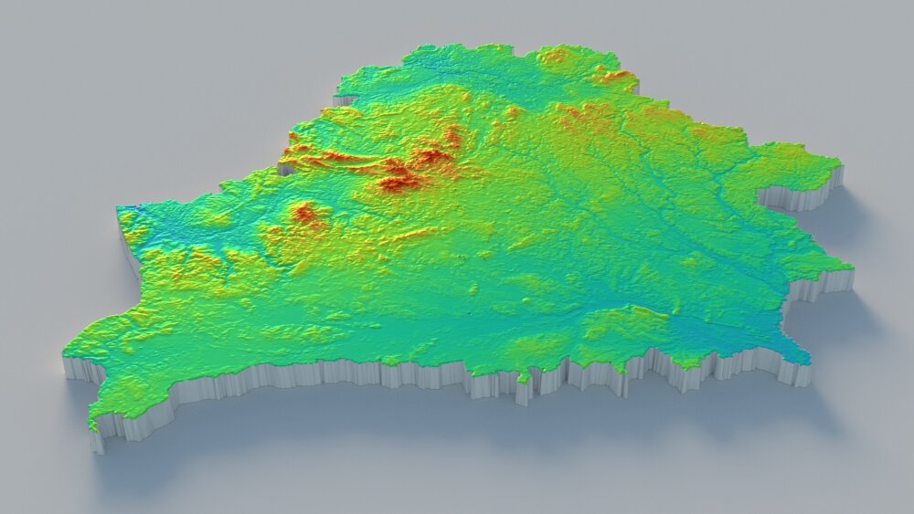 Belarus Terrain Map 3D model - Download Landscapes on 3DModels.org