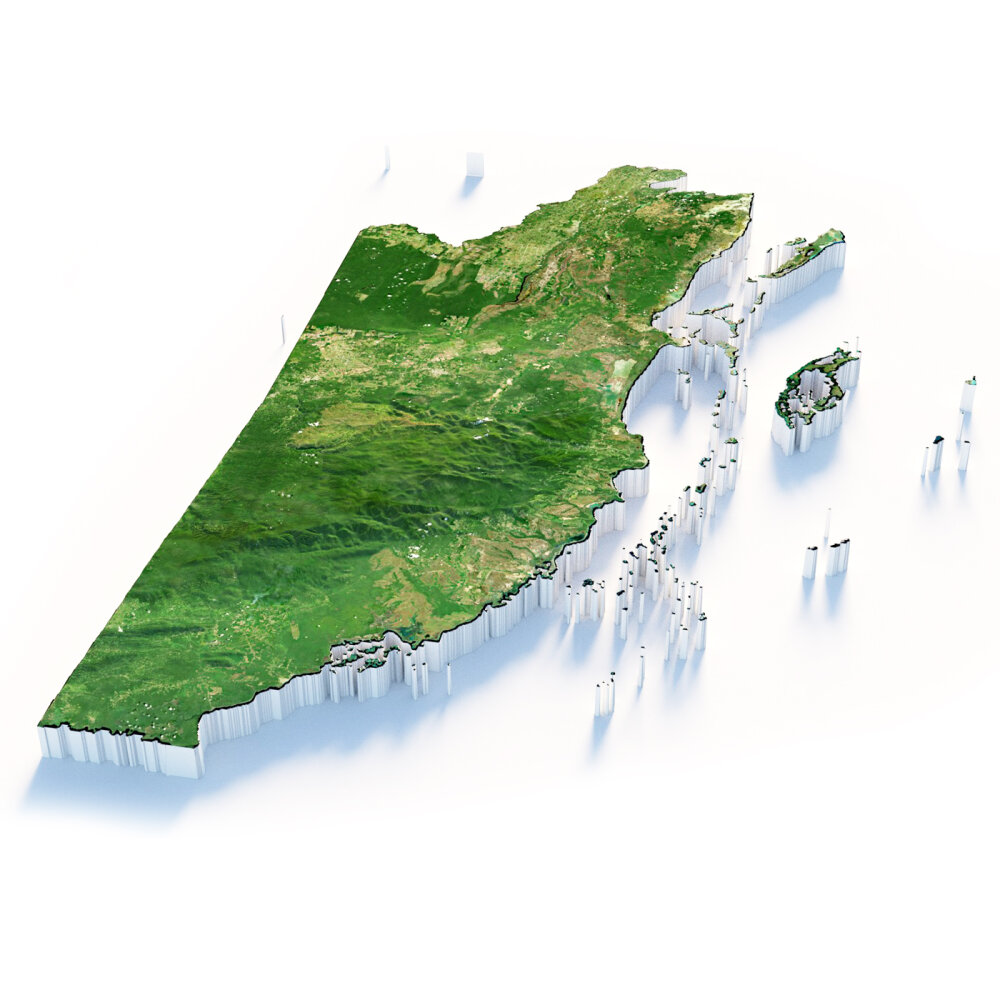 Belize Terrain Map 3D model - Download Landscapes on 3DModels.org