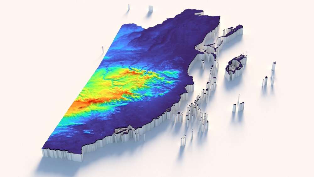 Belize Terrain Map 3D model - Download Landscapes on 3DModels.org