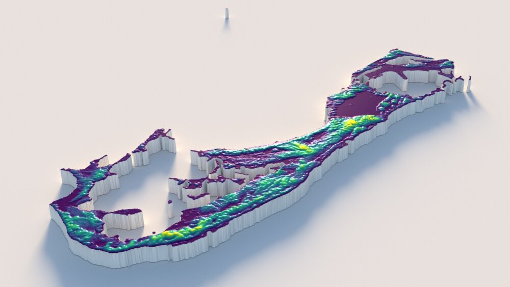 Bermuda Terrain Map 3D model - Download Landscapes on 3DModels.org