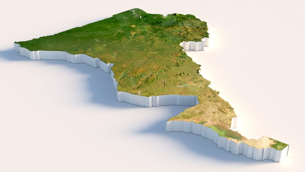 Cameroon Terrain Map 3D model - Download Landscapes on 3DModels.org