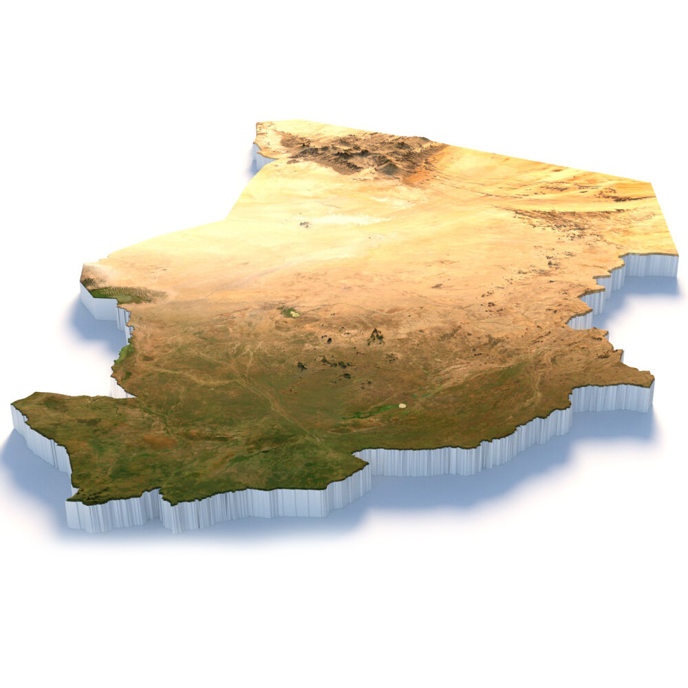Chad Tchad Terrain Map 3D model - Download Landscapes on 3DModels.org