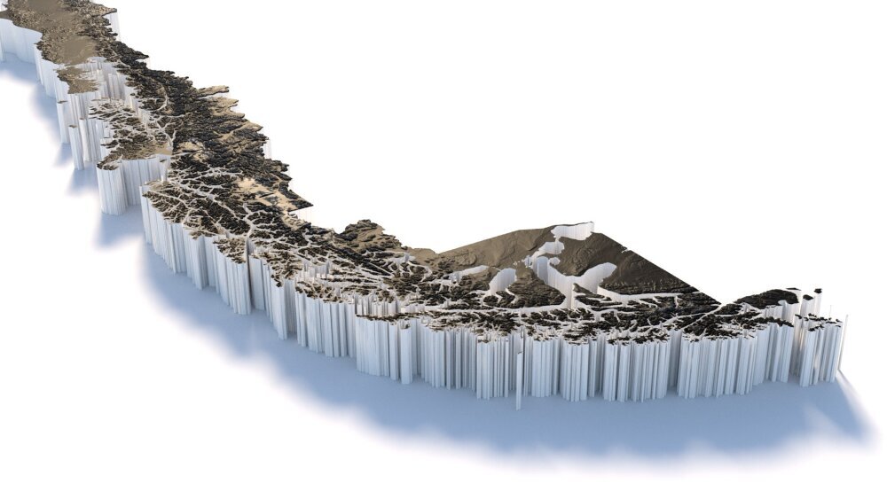 Chile Terrain Map 3D model - Download Landscapes on 3DModels.org
