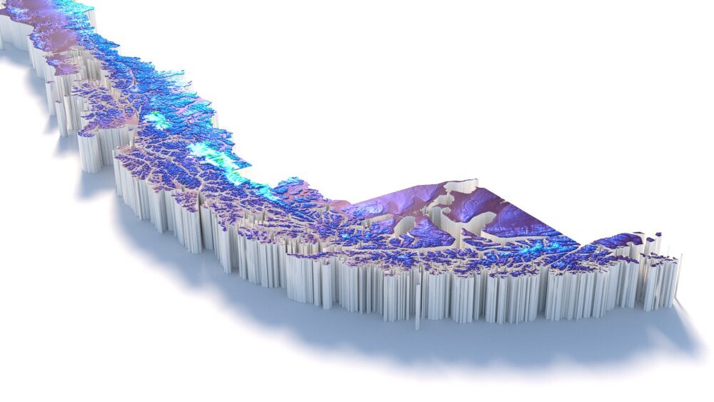 Chile Terrain Map 3D model - Download Landscapes on 3DModels.org