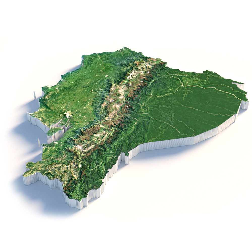 Carte du Terrain de l’Équateur Modèle 3D - Télécharger Paysage on ...