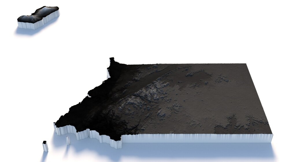 Equatorial Guinea Terrain Map 3D model - Download Landscapes on ...