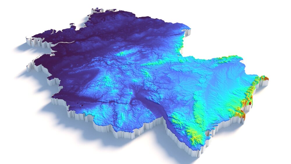 Germany Deutschland Terrain Map 3D model - Download Landscapes on ...