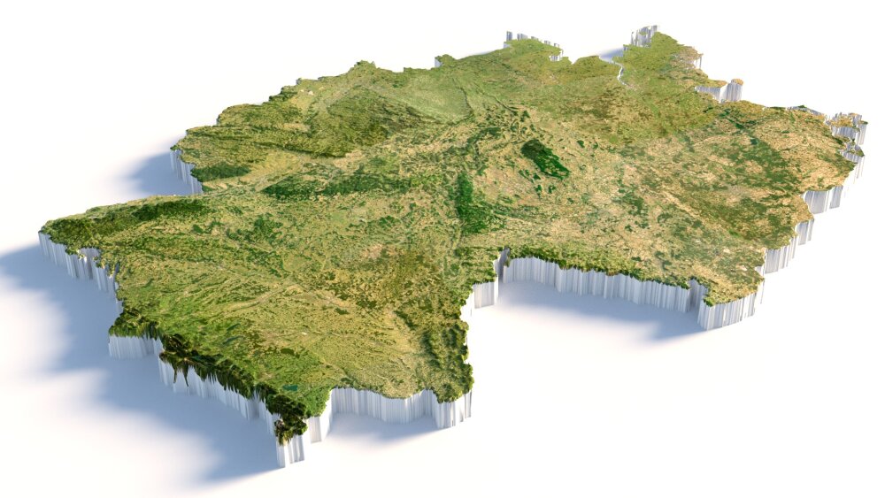 Germany Deutschland Terrain Map 3D model - Download Landscapes on ...