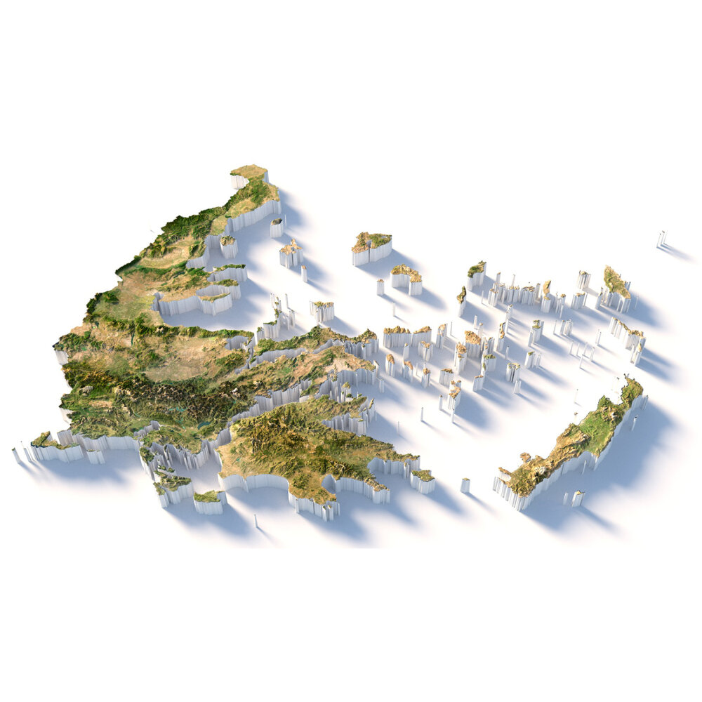 Greece Terrain Map 3D model - Download Landscapes on 3DModels.org