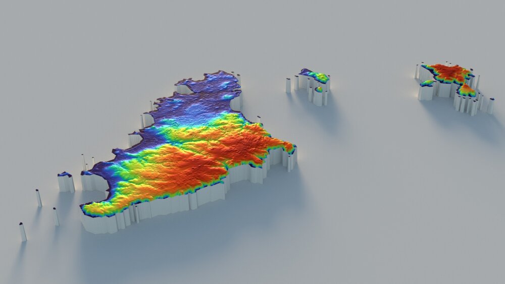 Guernsey Terrain Map 3D model - Download Landscapes on 3DModels.org