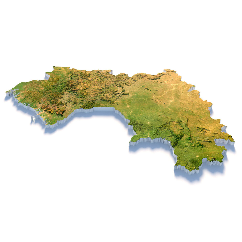 Guinea Guinee Gine Terrain Map 3D model - Download Landscapes on ...