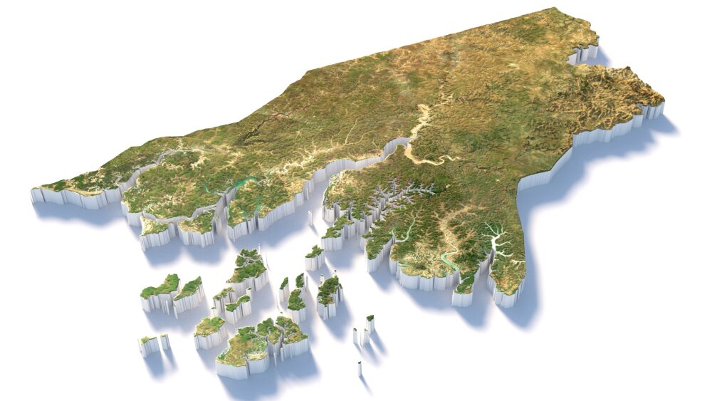 Guinea Bissau Terrain Map 3D model - Download Landscapes on 3DModels.org