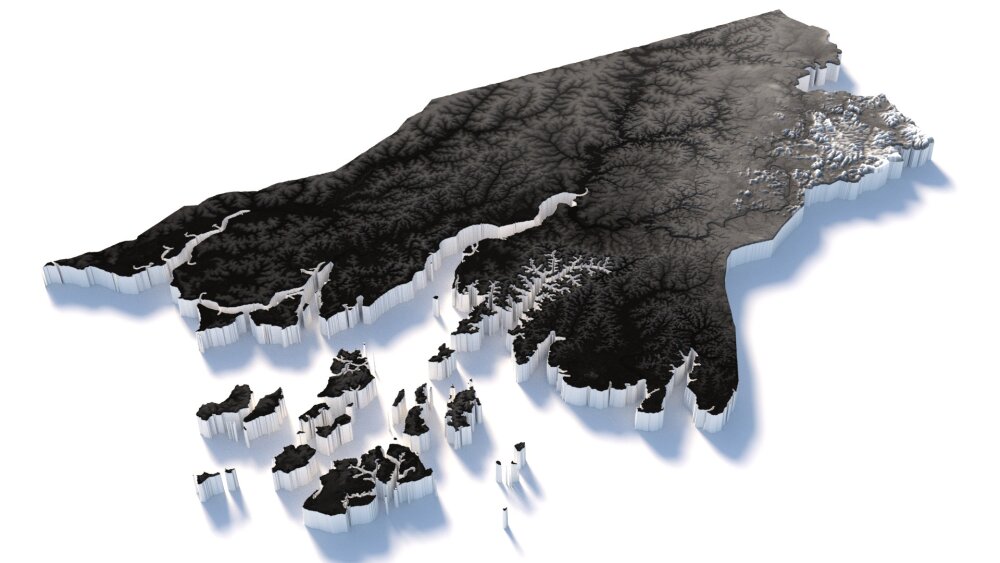 Guinea Bissau Terrain Map 3D model - Download Landscapes on 3DModels.org