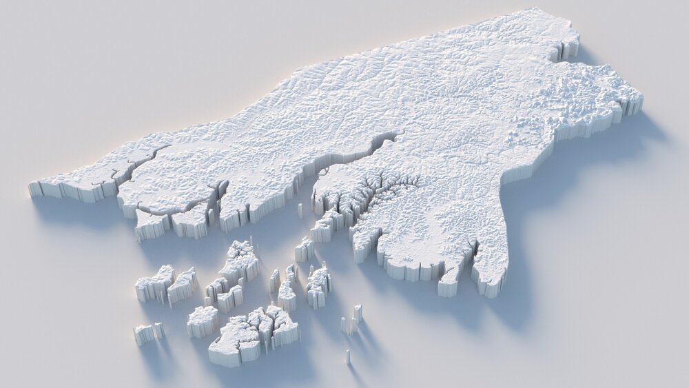 Guinea Bissau Terrain Map 3D model - Download Landscapes on 3DModels.org