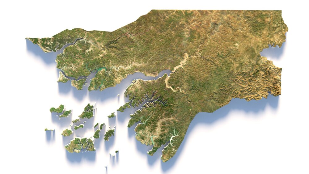 Guinea Bissau Terrain Map 3D model - Download Landscapes on 3DModels.org